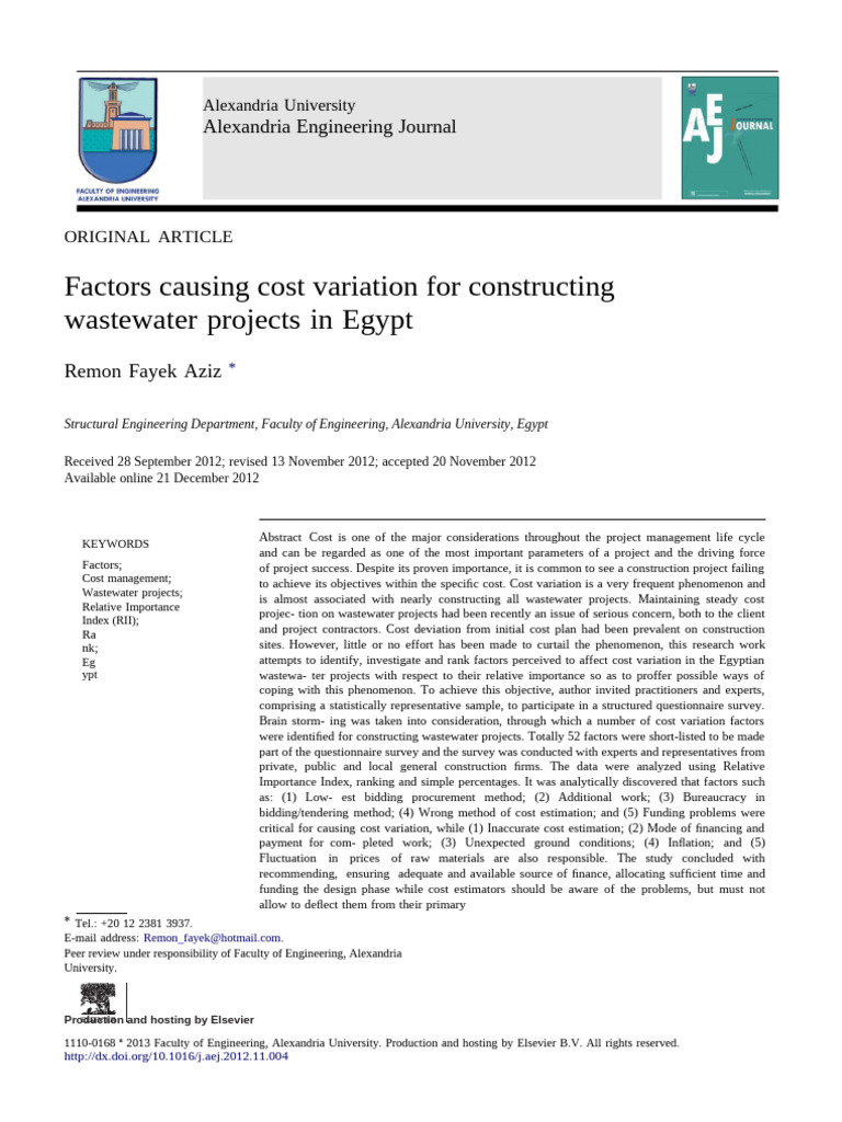 Factors Causing Cost Variations | PDF | Questionnaire | Sampling ...