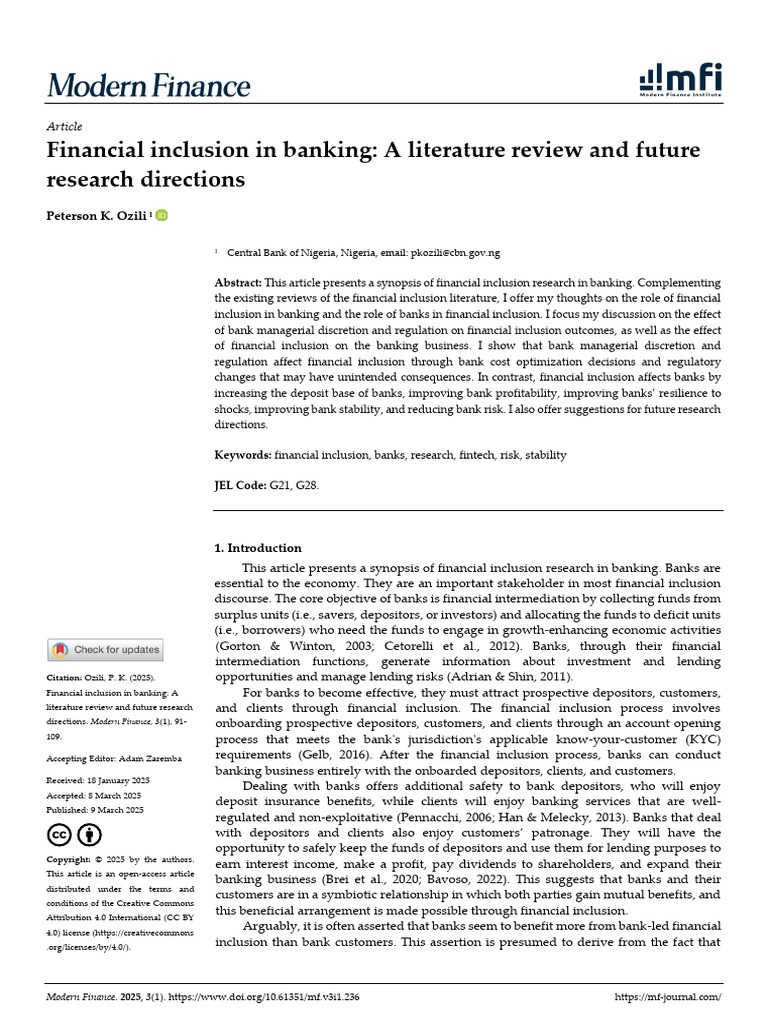 Financial Inclusion in Banking Review | PDF | Banks | Financial Inclusion