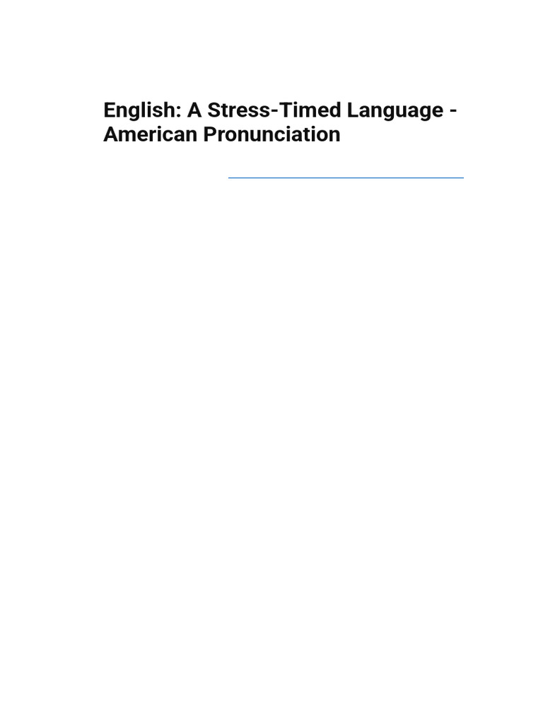 Understanding English Stress Timing | PDF