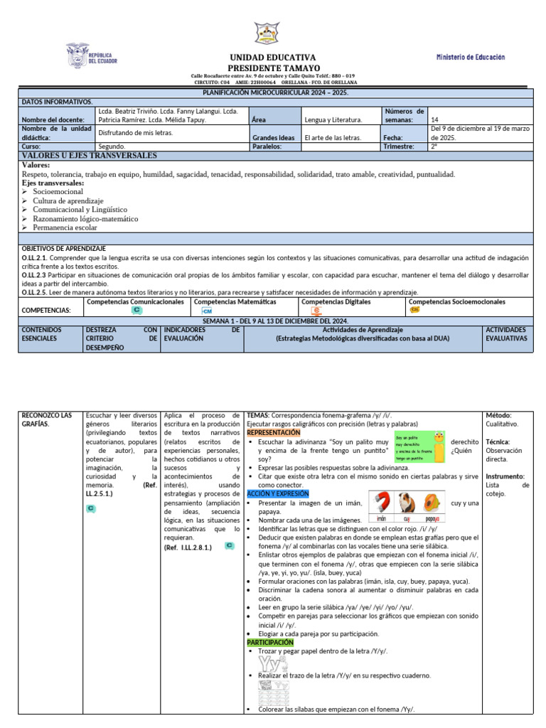 2do-Lengua y Literatura 2do Trimestre | PDF | Sílaba | Palabra