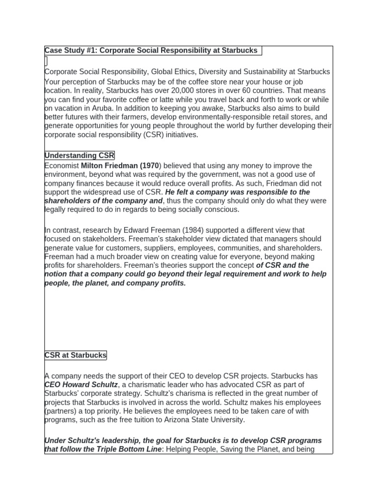 Starbucks CSR Initiatives Overview | PDF | Corporate Social ...