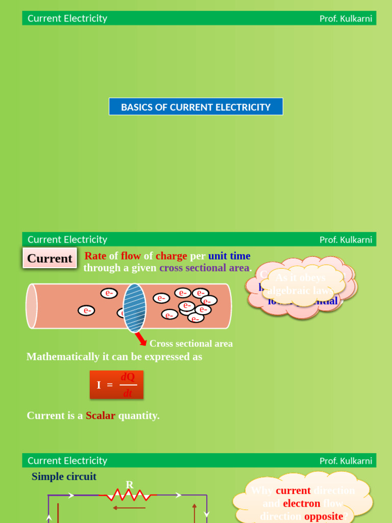 Basics of Current Electricity Explained | PDF | Electric Current ...