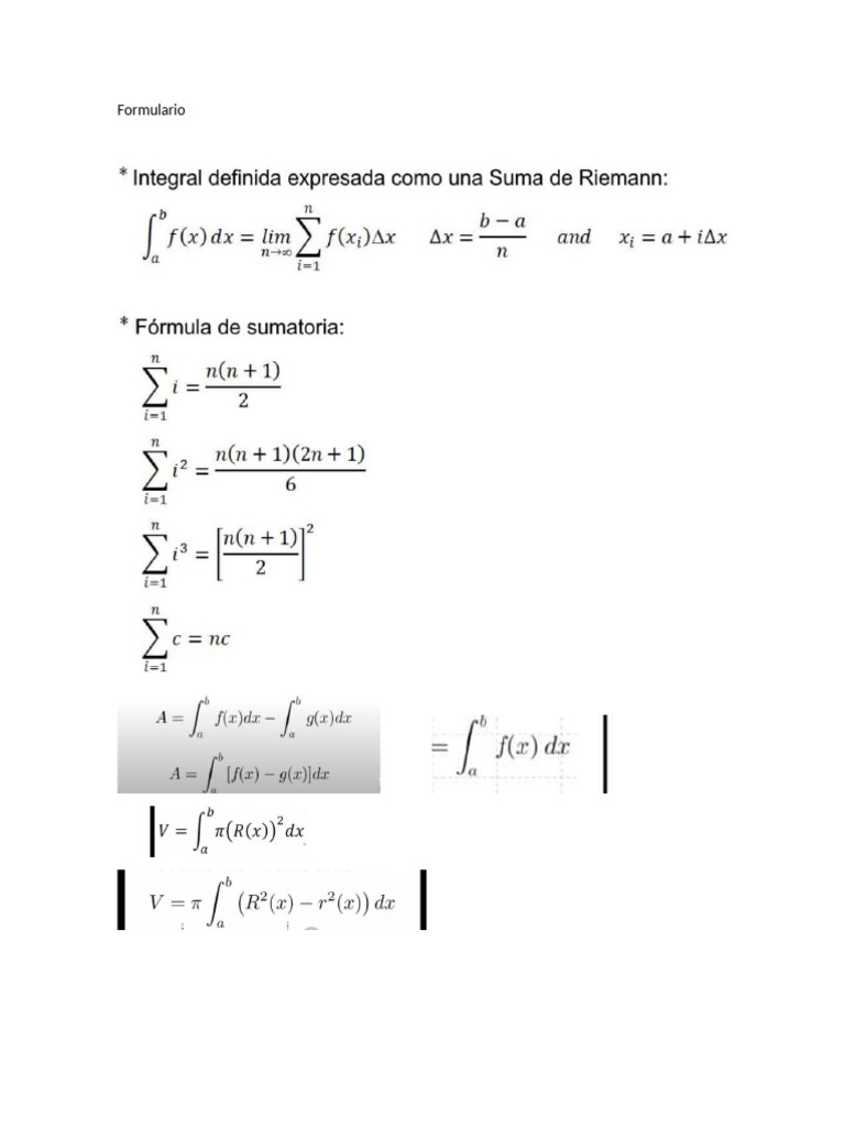 Formulario calculo | PDF