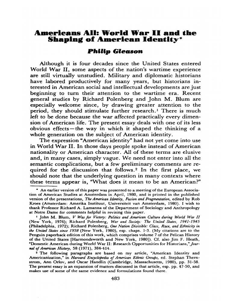 Americans All - World War II and The Shaping of American Identity | PDF ...