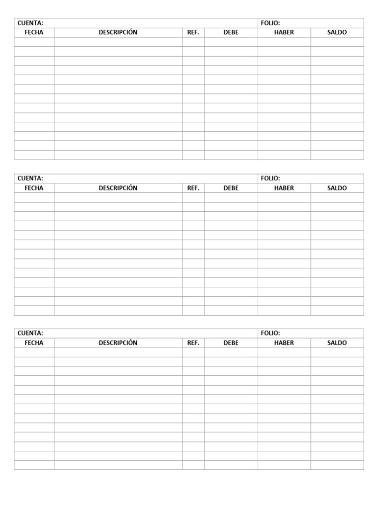 Formato de Libro Mayor para Imprimir | PDF