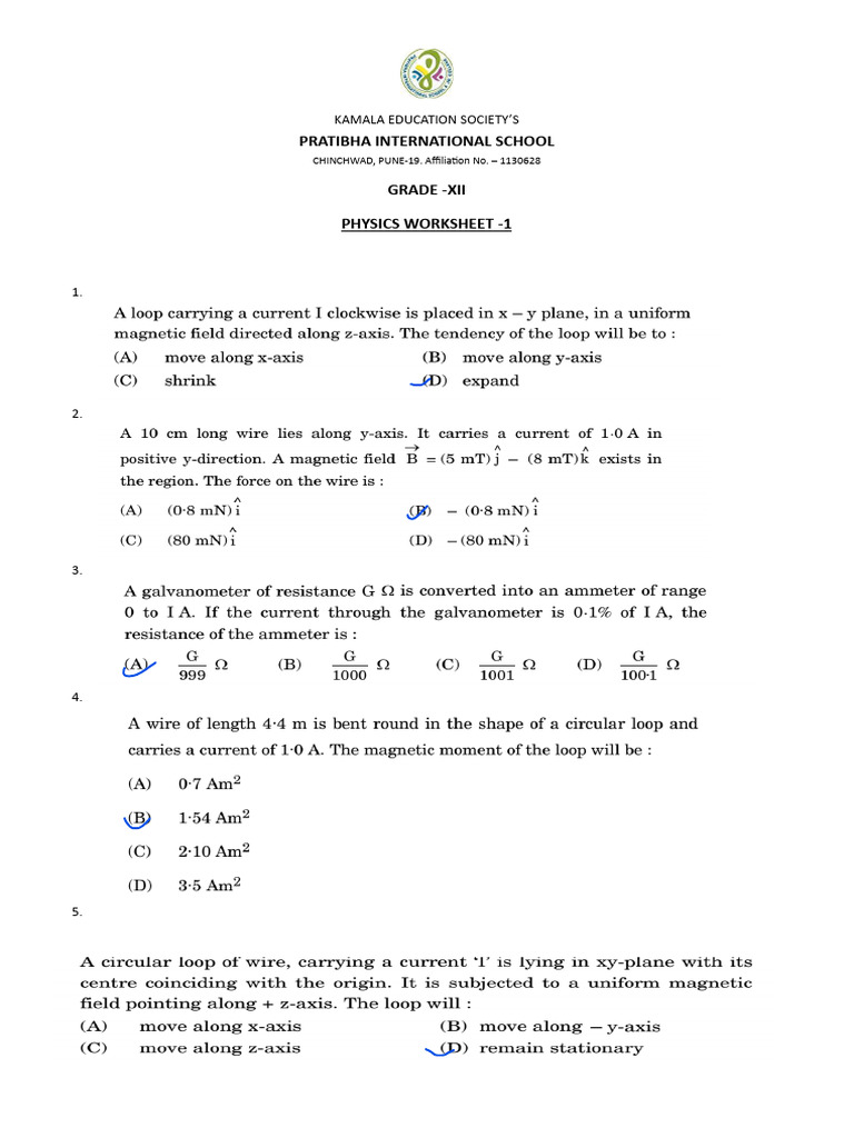 Phy Worksheet 1 | PDF