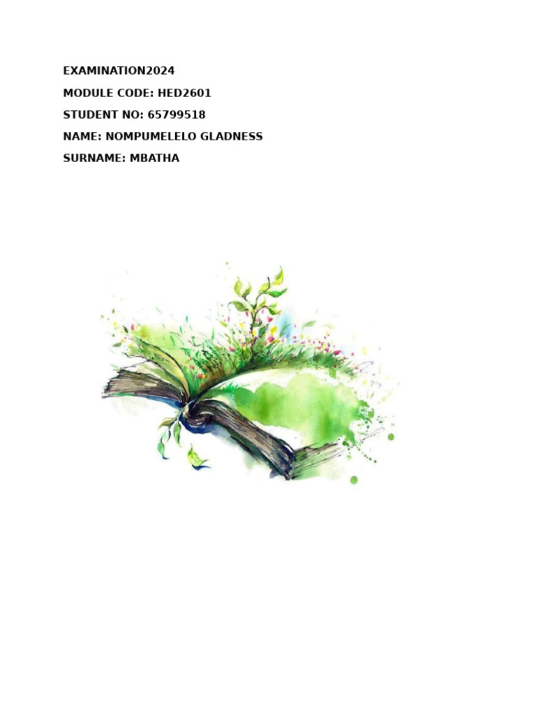 Hed2601 Examination This Is For Unisa Students | PDF | Learning ...