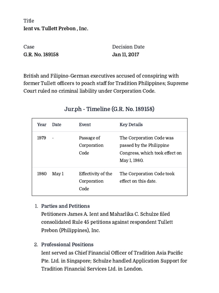 TIMELINE Ient vs. Tullett Prebon, Inc | PDF | Certiorari | Common Law