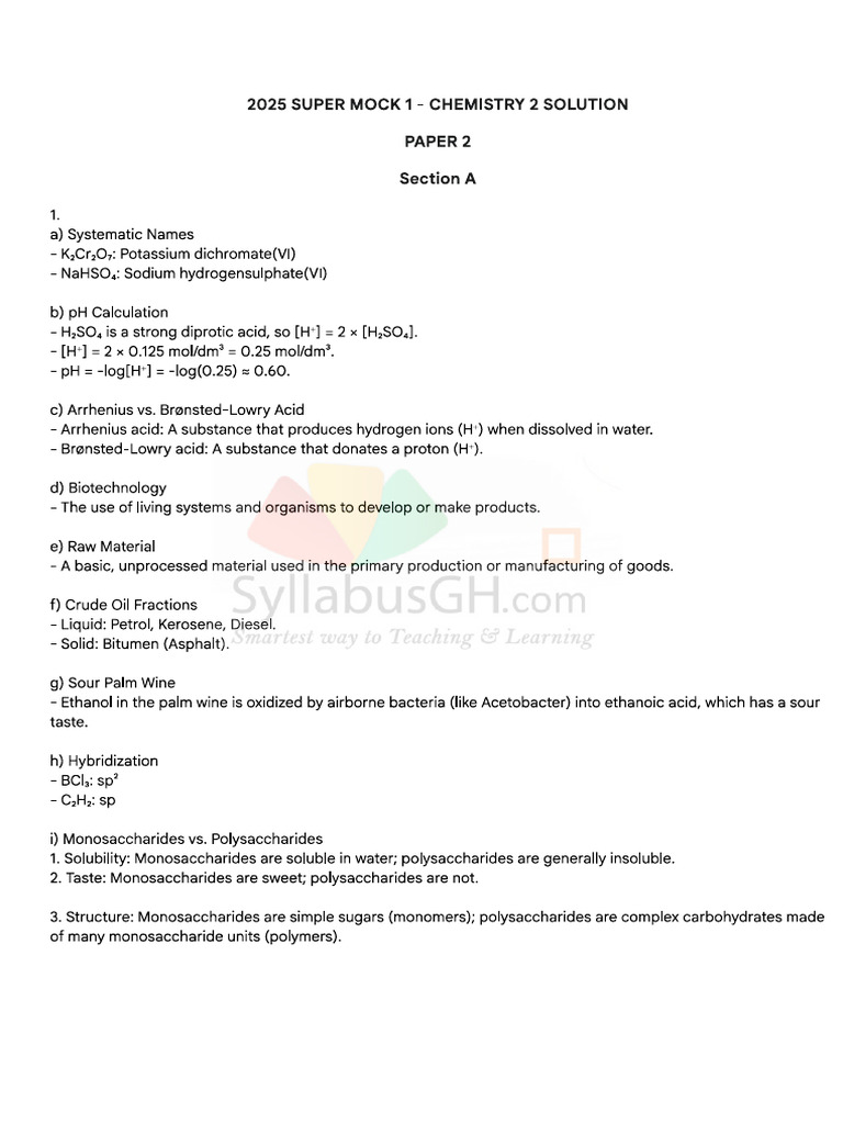 2025 Super Mock 1 - Chemistry 2 Solution | PDF