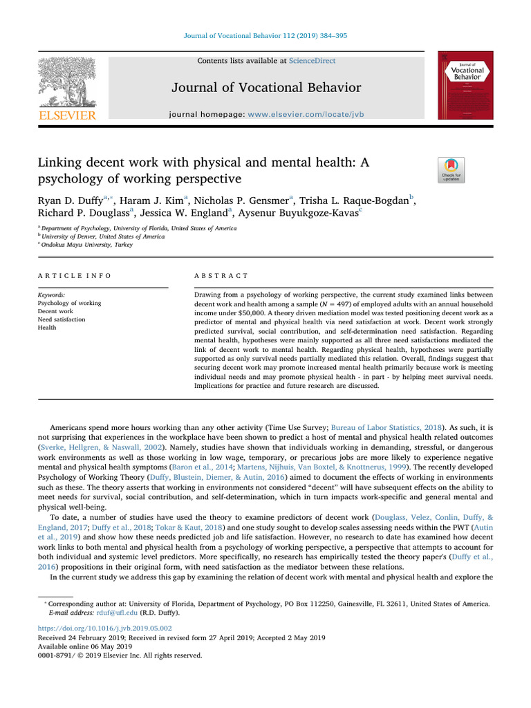 Decent Work's Impact on Health | PDF | Estimator | Occupational Safety ...