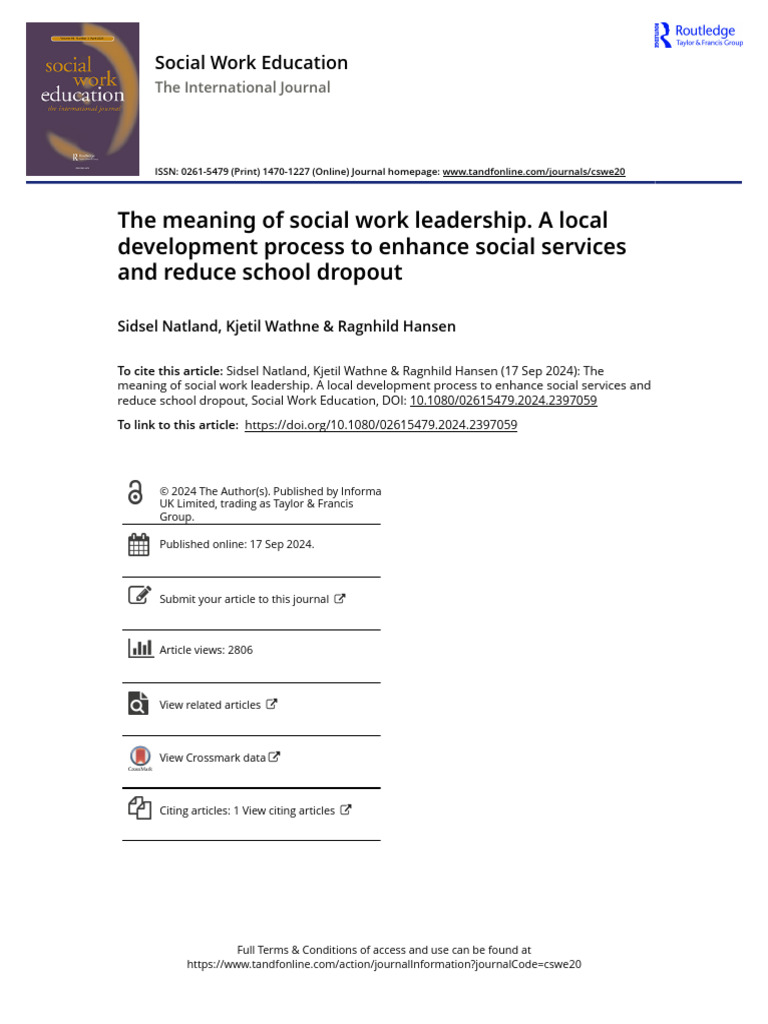 Social Work Leadership for Service Improvement | PDF | Leadership ...