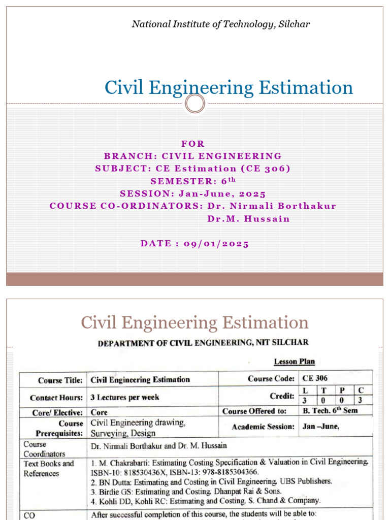 CE 306 Civil Engg Estimation 2025 Mid Sem | PDF | Mortar (Masonry) | Brick