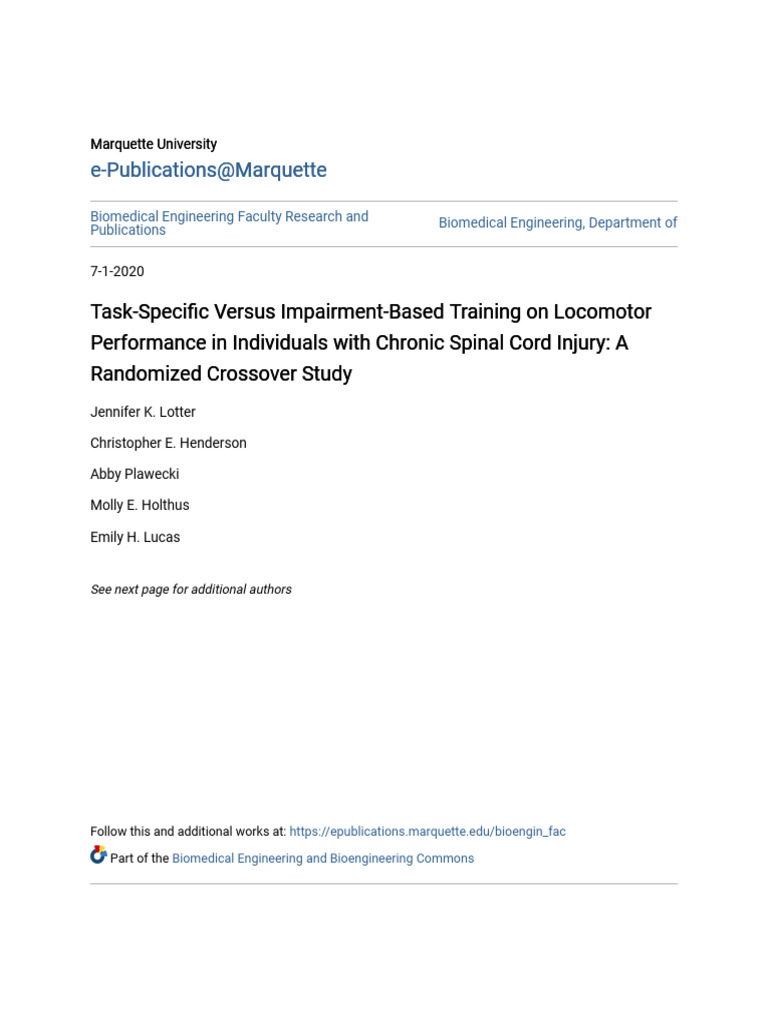 Task-Specific vs Impairment-Based Training | PDF | Physical Therapy ...