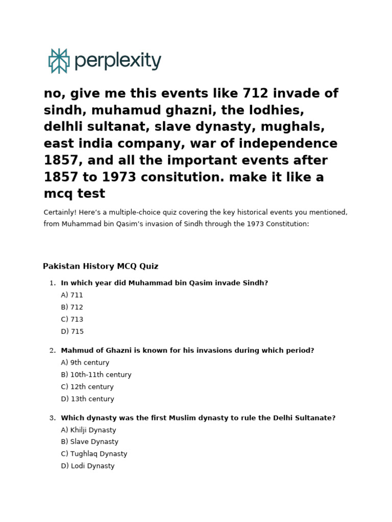 No, Give Me This Events Like 712 Invade of Sindh | PDF | Pakistan ...