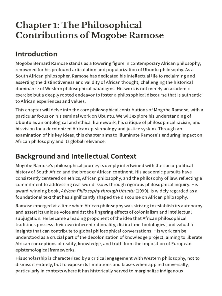 Mogobe Ramose's Ubuntu Philosophy Explained | PDF | Epistemology | Justice