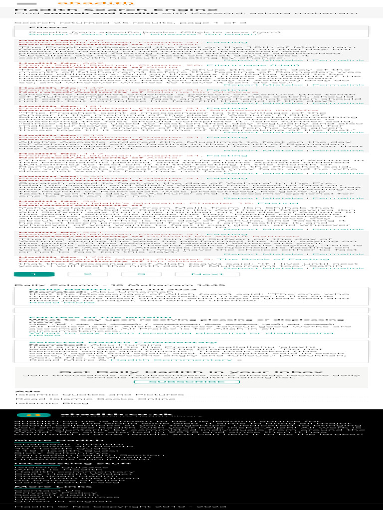Hadith About Ashura Muharram Search Hadith Database Results | PDF | Hadith | Muhammad