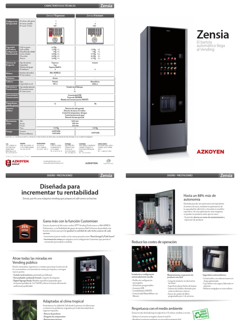 Azkoyen Zensia-Brochure 2020 LATAM | PDF | café