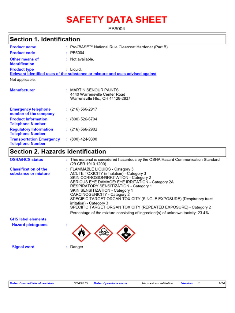 Qtpb6004 Safety Data Sheet | PDF | Toxicity | Occupational Safety And Health