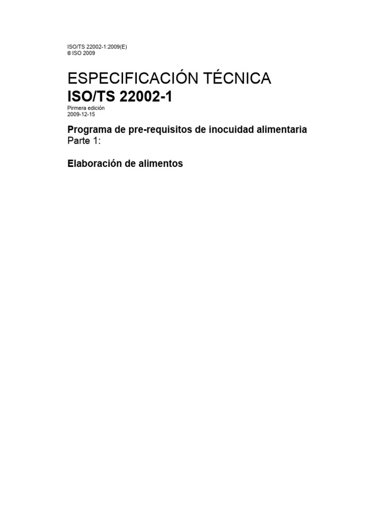 Iso-Ts 22002-1 PDF | PDF | Organización internacional para la ...