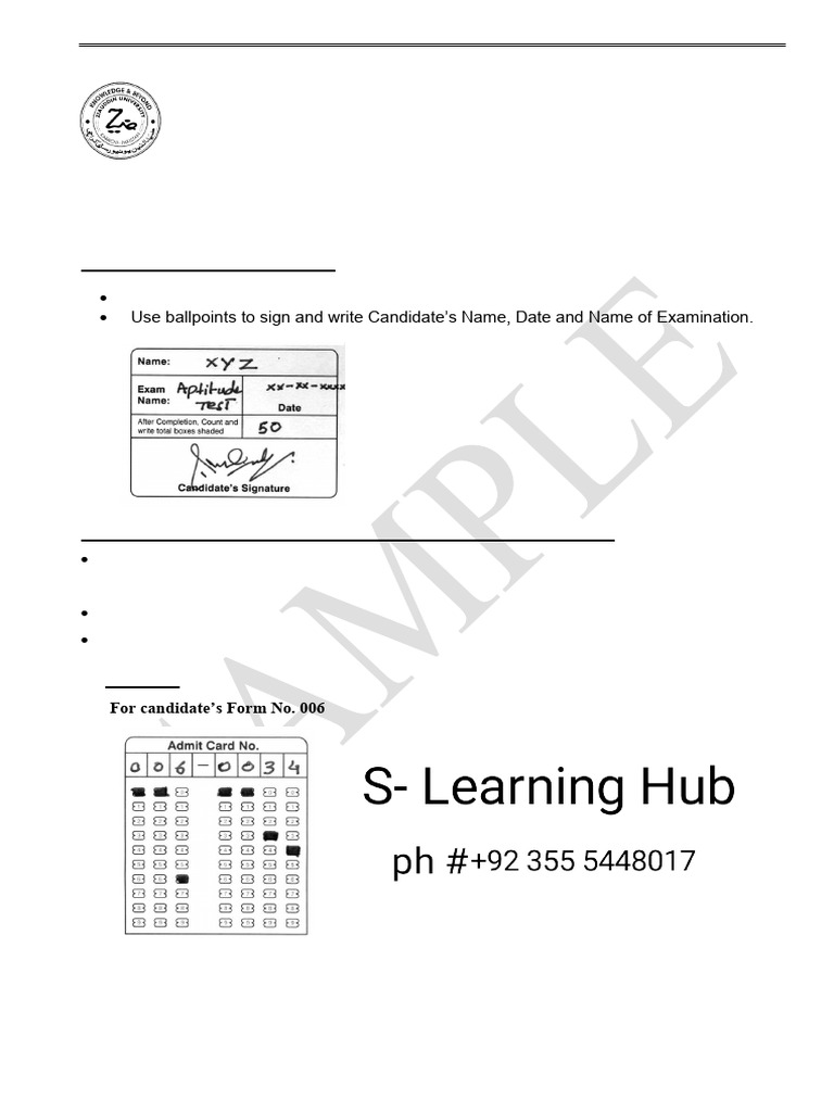 Ziauddin University Sample Aptitude Test | PDF | Multiple Choice