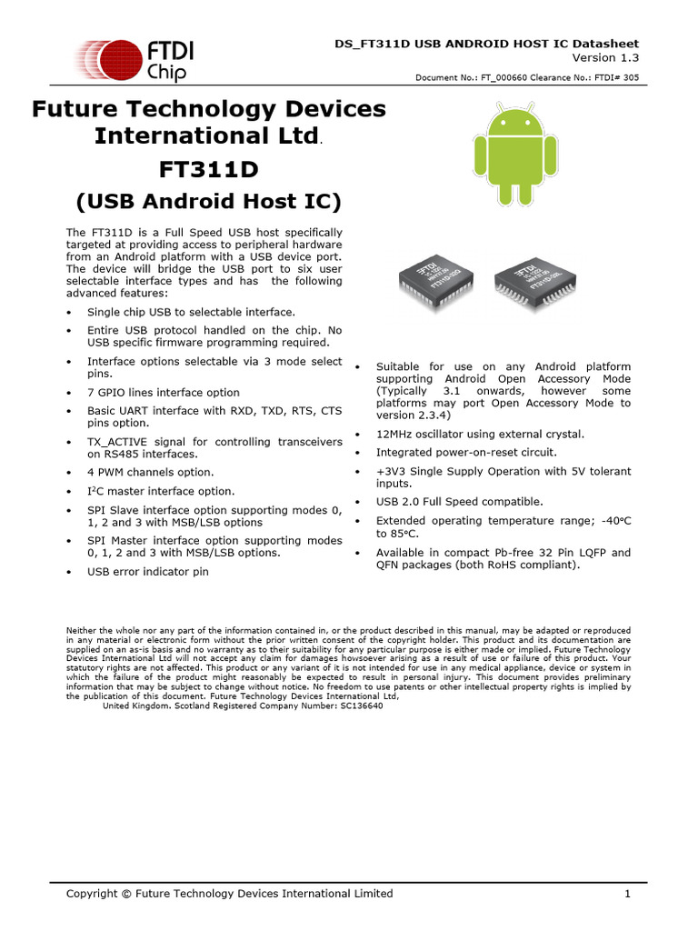 DS FT311D-1621260 | PDF | Usb | Computer Hardware