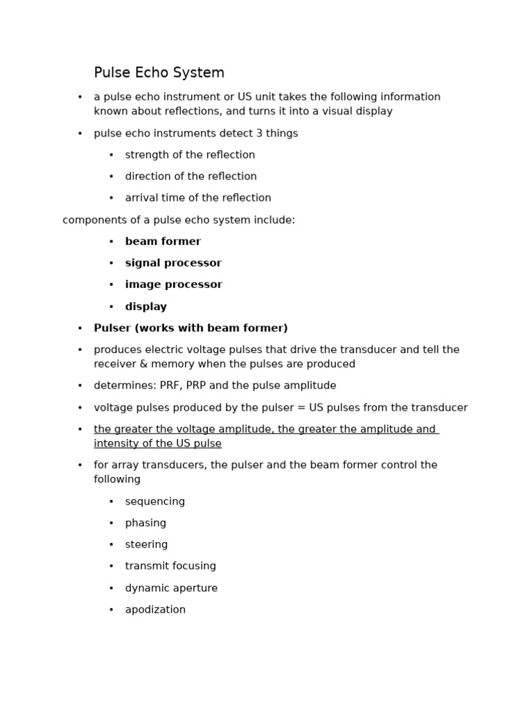 Overview of Pulse Echo System Components | PDF | Blood Pressure | Fluid ...