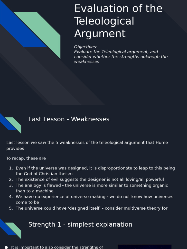 Evaluation of The Teleological Argument | PDF | Epistemology | Science