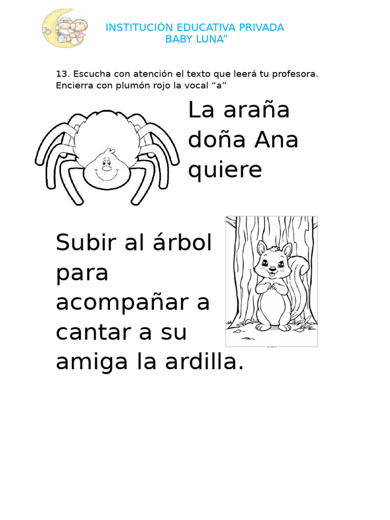 La Araña Doña Ana Quiere Subir Al Árbol para Acompañar A Cantar A Su ...