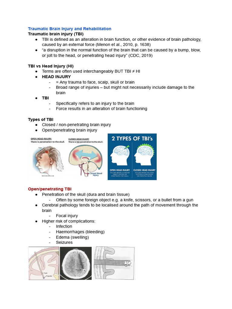 Traumatic Brain Injury and Rehabilitation | PDF | Traumatic Brain ...