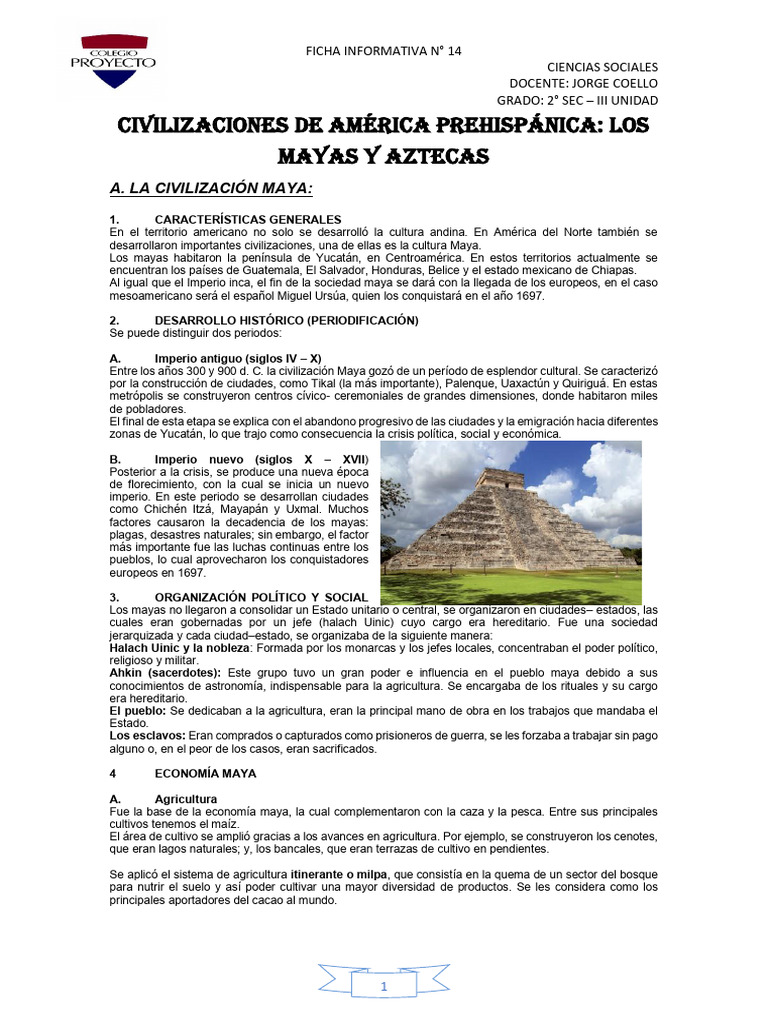 Semana 14-Civilizaciones de America Prehispánica-Mayas y Aztecas | PDF ...