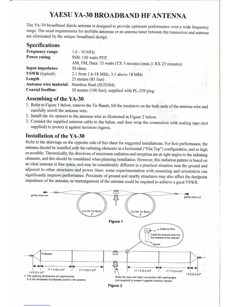 Yaesu Ya-30 Manual | PDF
