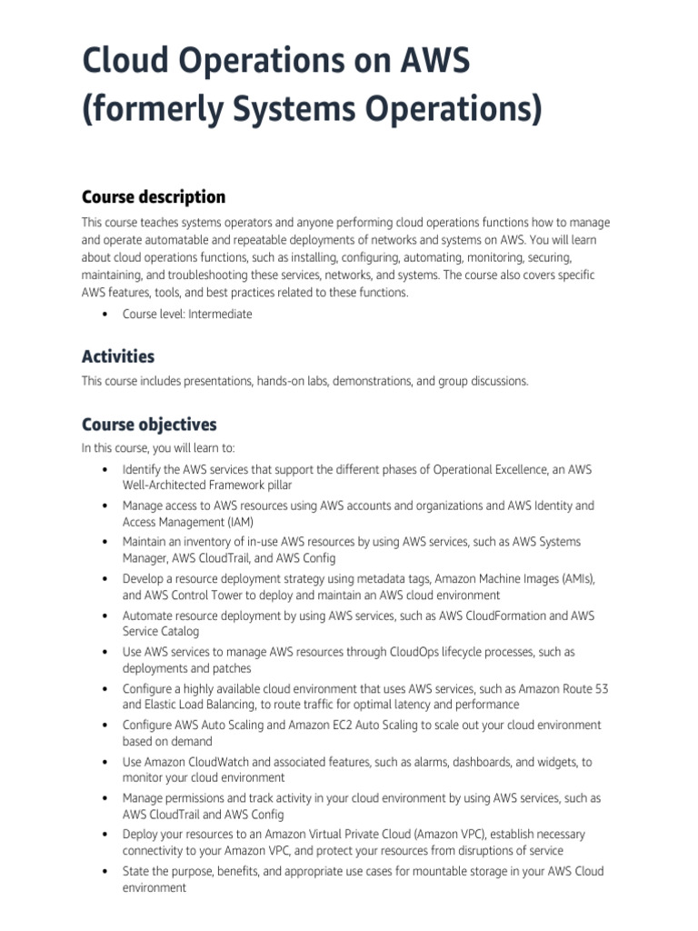 AWS Certified SysOps Administrator - Associate | PDF | Amazon Web ...