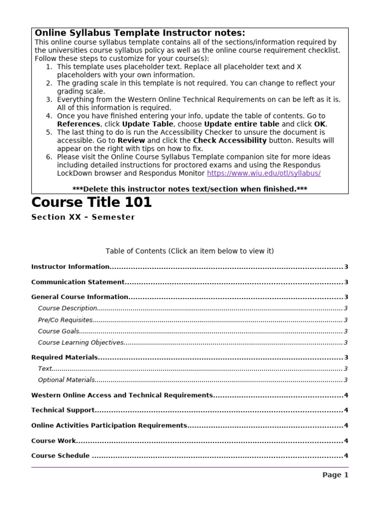 Online Syllabus Template | PDF | Title Ix | Books