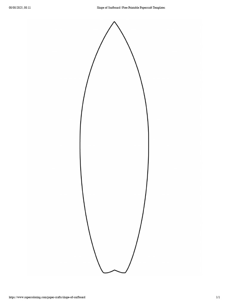 Shape of Surfboard - Free Printable Papercraft Templates | PDF