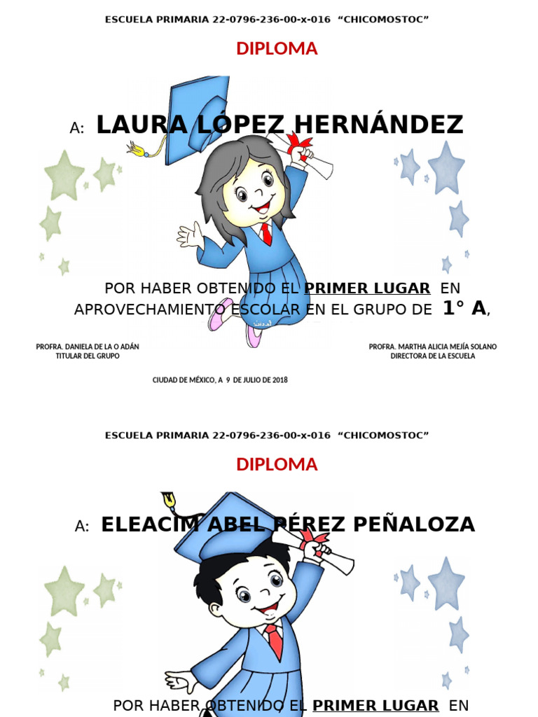 Diploma Primer Lugar 1° A 2017-2018 | PDF