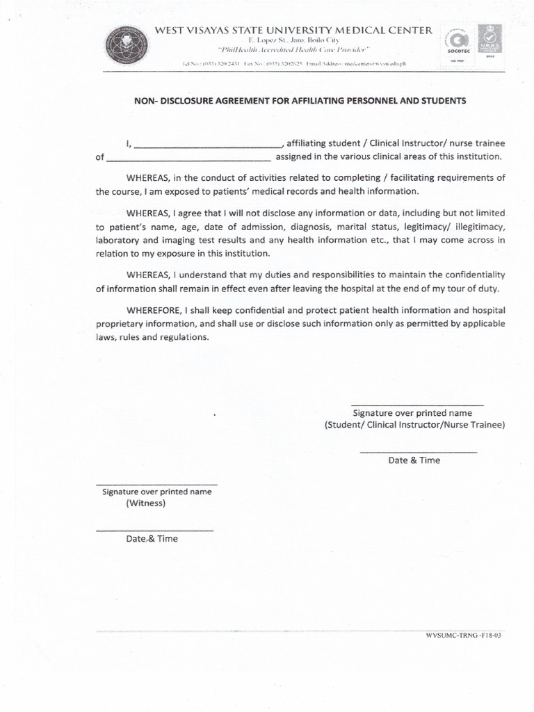Wvsu Non Disclosure Agreement | PDF