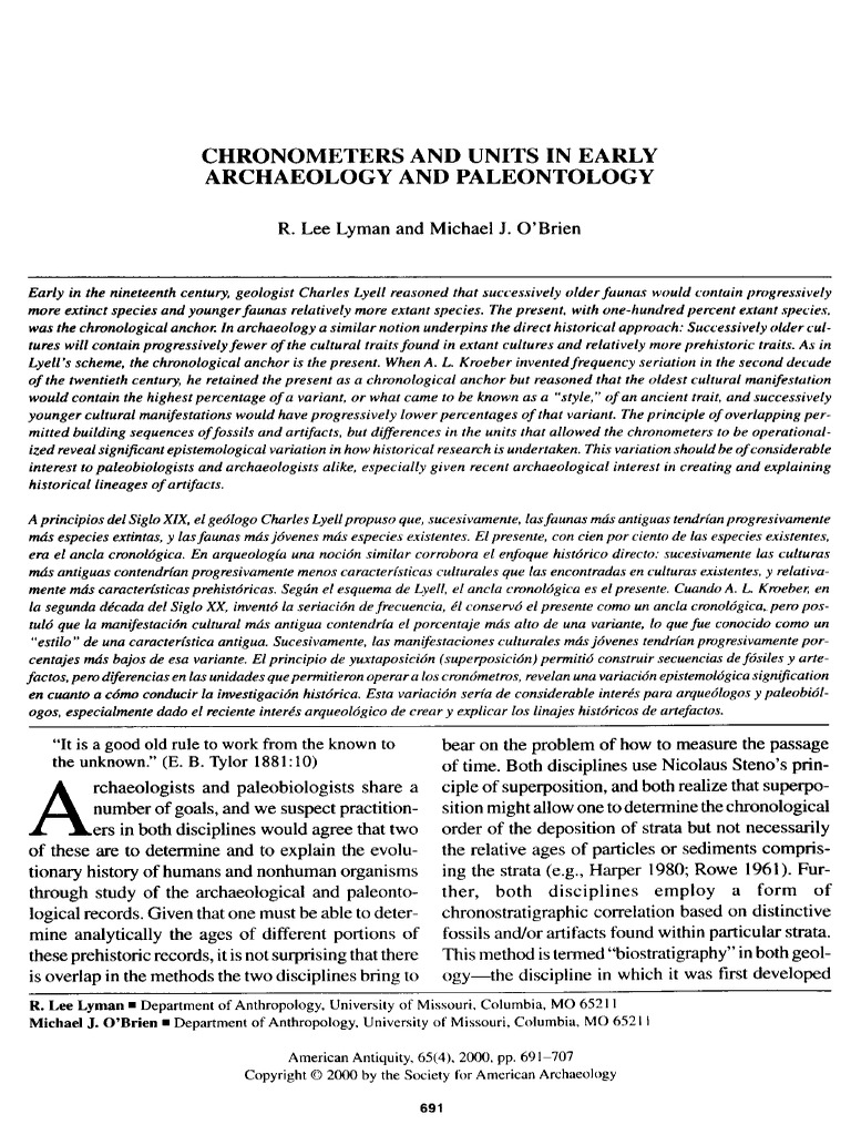 Chronometers and Units in Early Archaeology and Paleontology | PDF