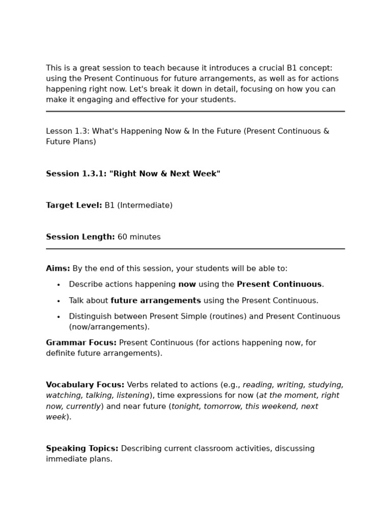 What's Happening Now & in The Future (Present Continuous & Future Plans ...