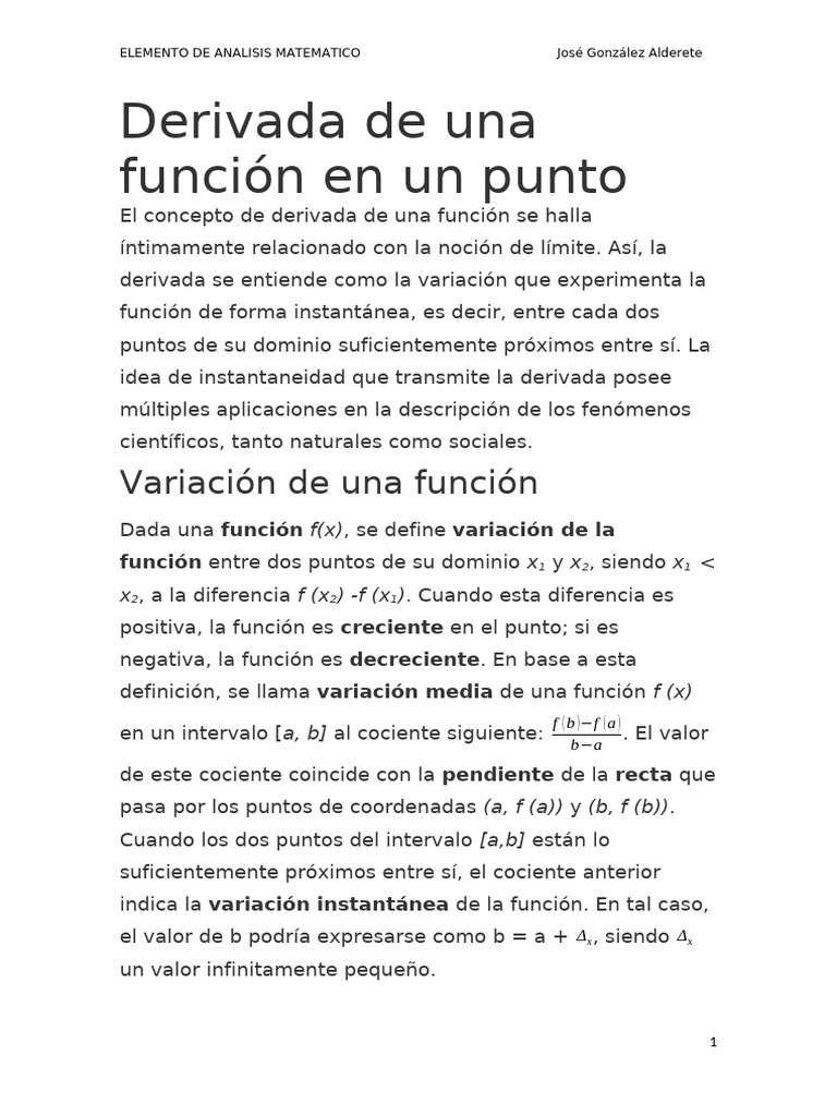 Derivadas: Conceptos y Ejemplos Matemáticos | PDF | Función ...