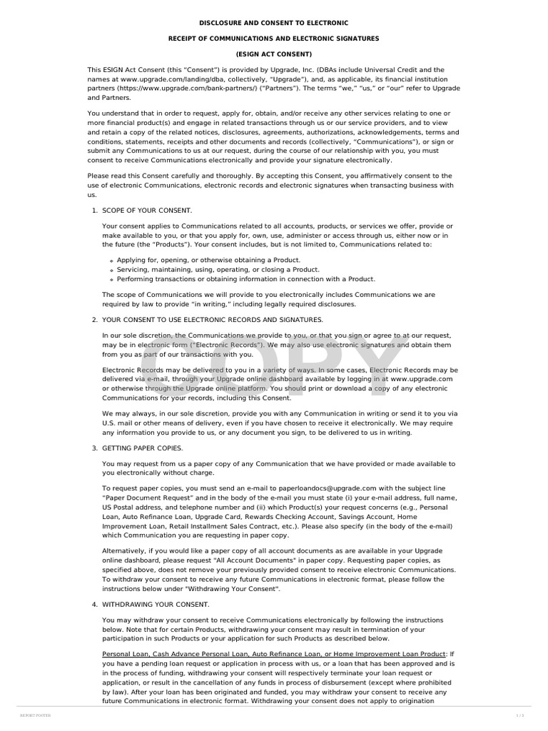 ESIGN Act Consent for Electronic Communications | PDF | Smartphone ...