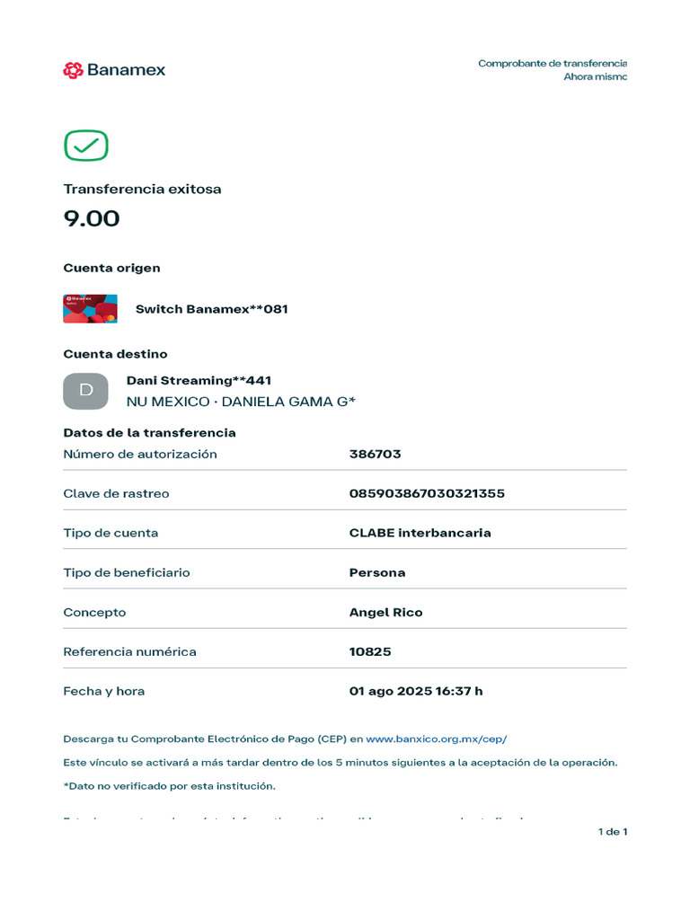 Comprobante de La Transaccion 01-Ago-2025 16-37-31 | PDF