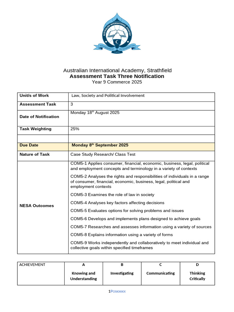 Year 9 Commerce Assessment Task 3 2025 | PDF | Plagiarism | Information