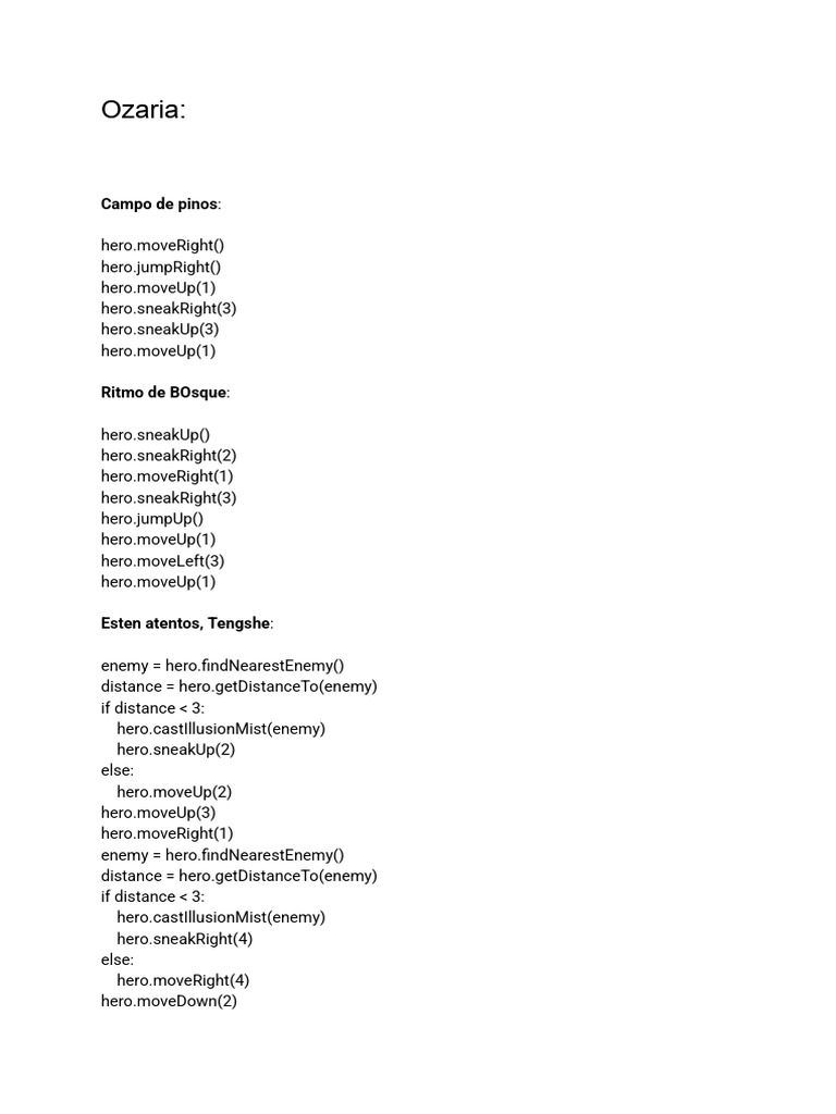 Ozaria Character Movement Codes | PDF