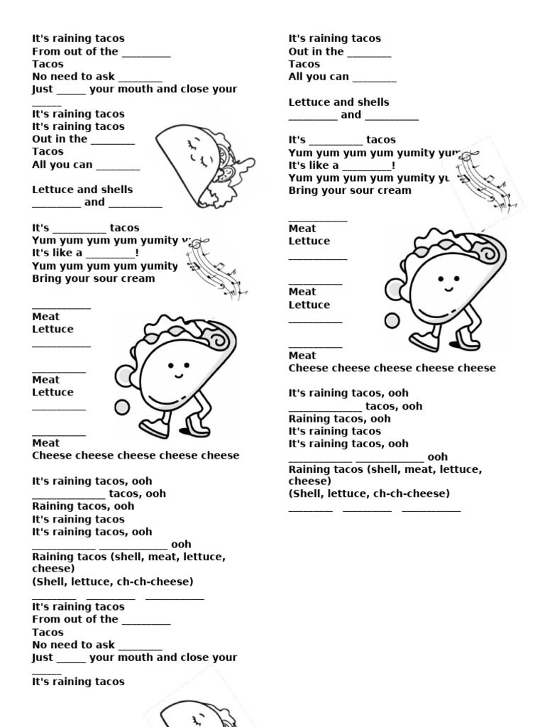 It's Raining Tacos Lyrics | PDF
