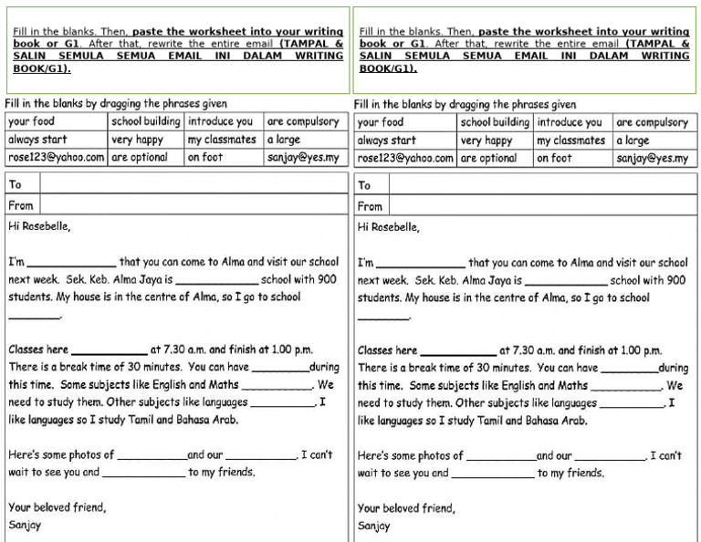Email Rewrite Worksheet Instructions | PDF