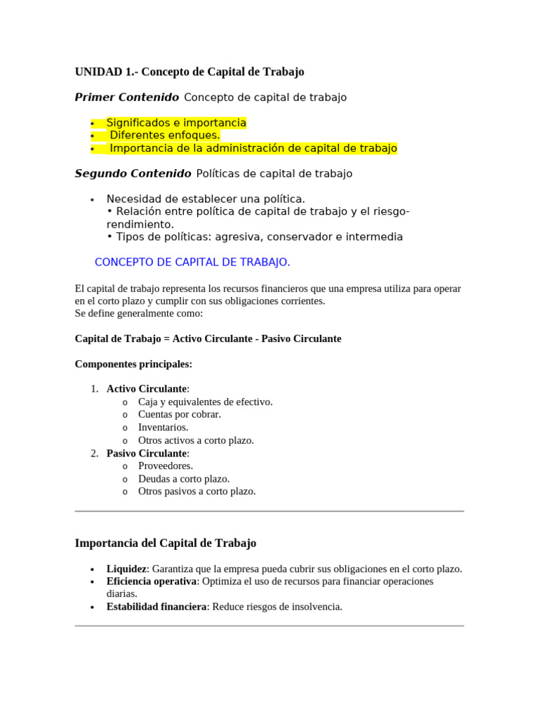 Tema 1 Ciclo de Recupe Efectivo y Cap de Trabajo | PDF | Capital de ...