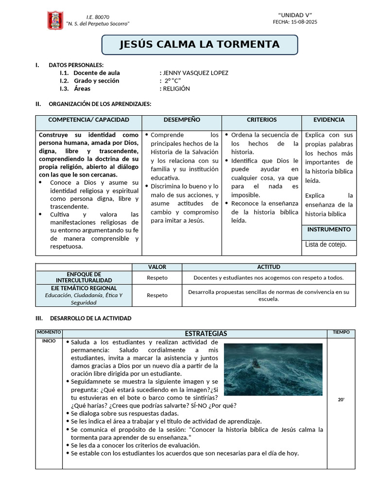 Rel - Jesus Calam La Tormenta | PDF | Enseñando | Jesús