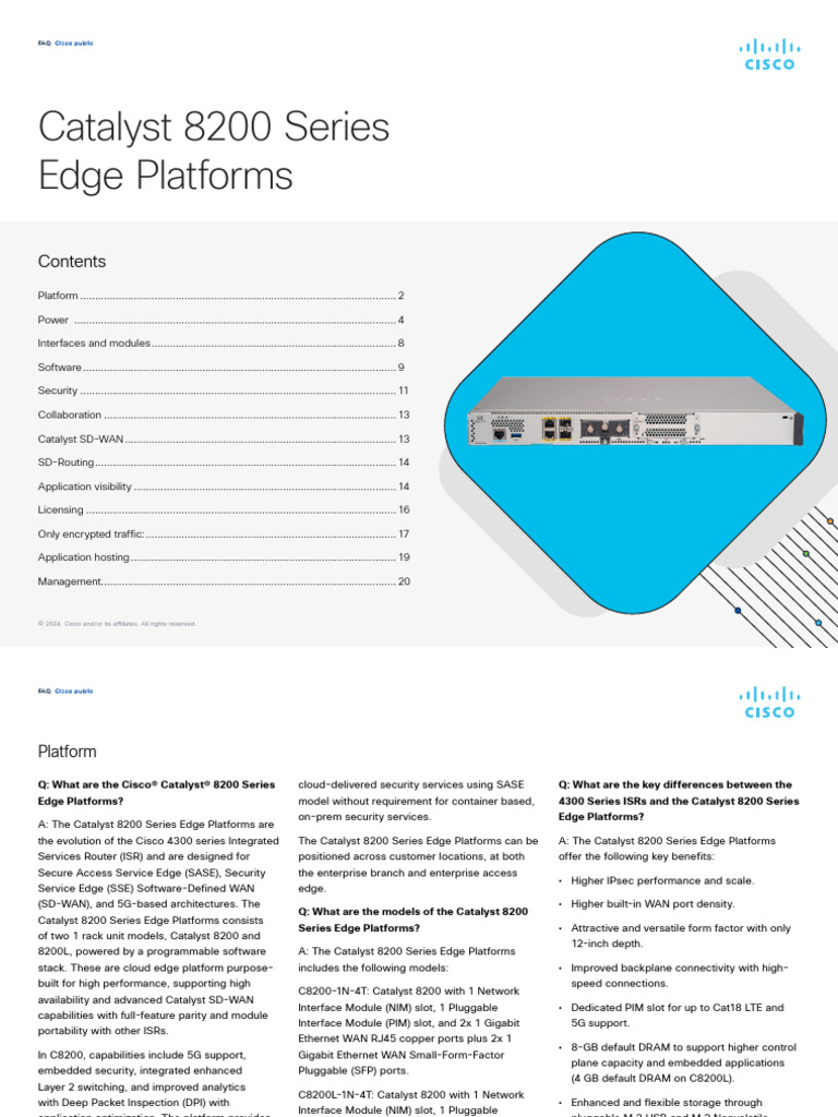 Catalyst 8200 Series Edge Platforms FAQ 20240809 | PDF | Network ...