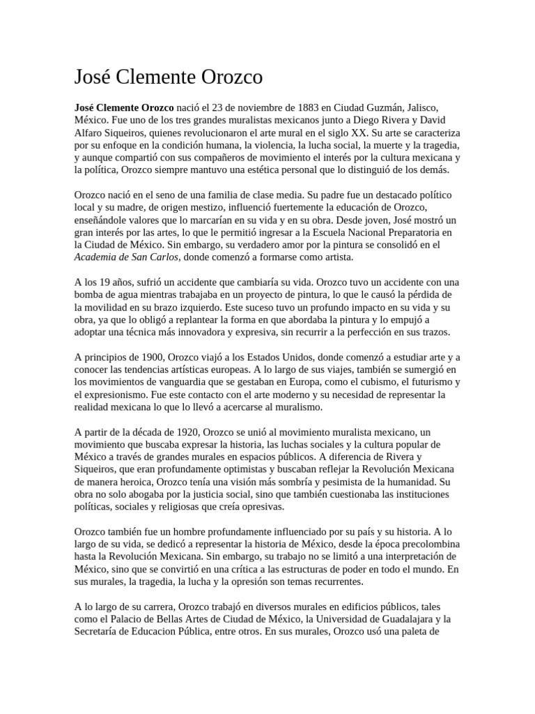 Biografía de José Clemente Orozco | PDF | México | Expresionismo