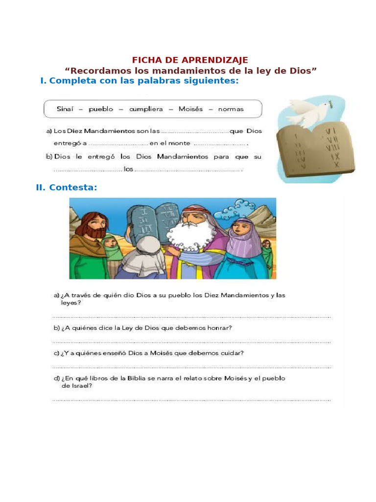 Lunes 11 Agosto - Ficha de Religión | PDF